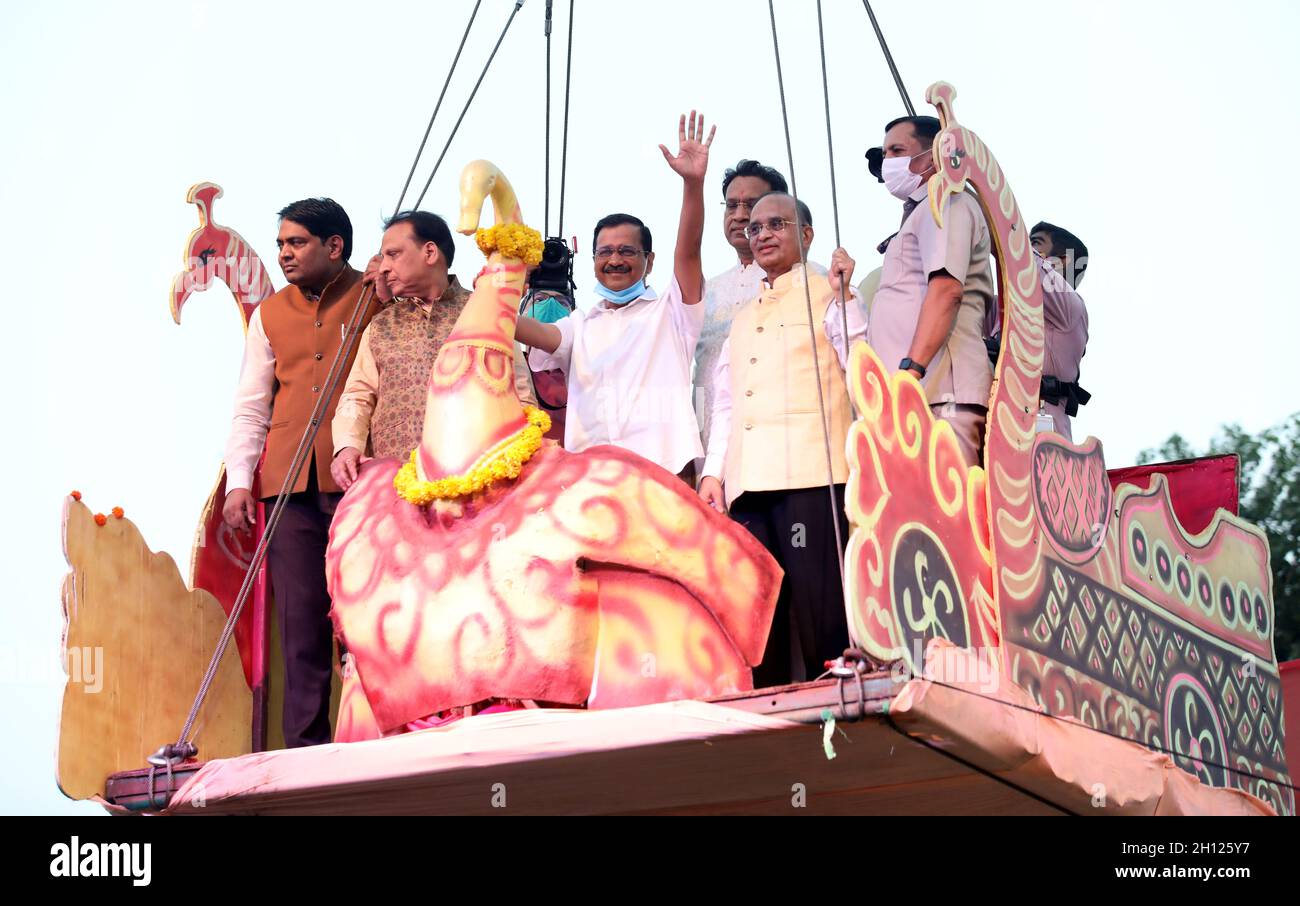 New Delhi, India. 15th Oct, 2021. Delhi Chief Minister Arvind Kejriwal ...