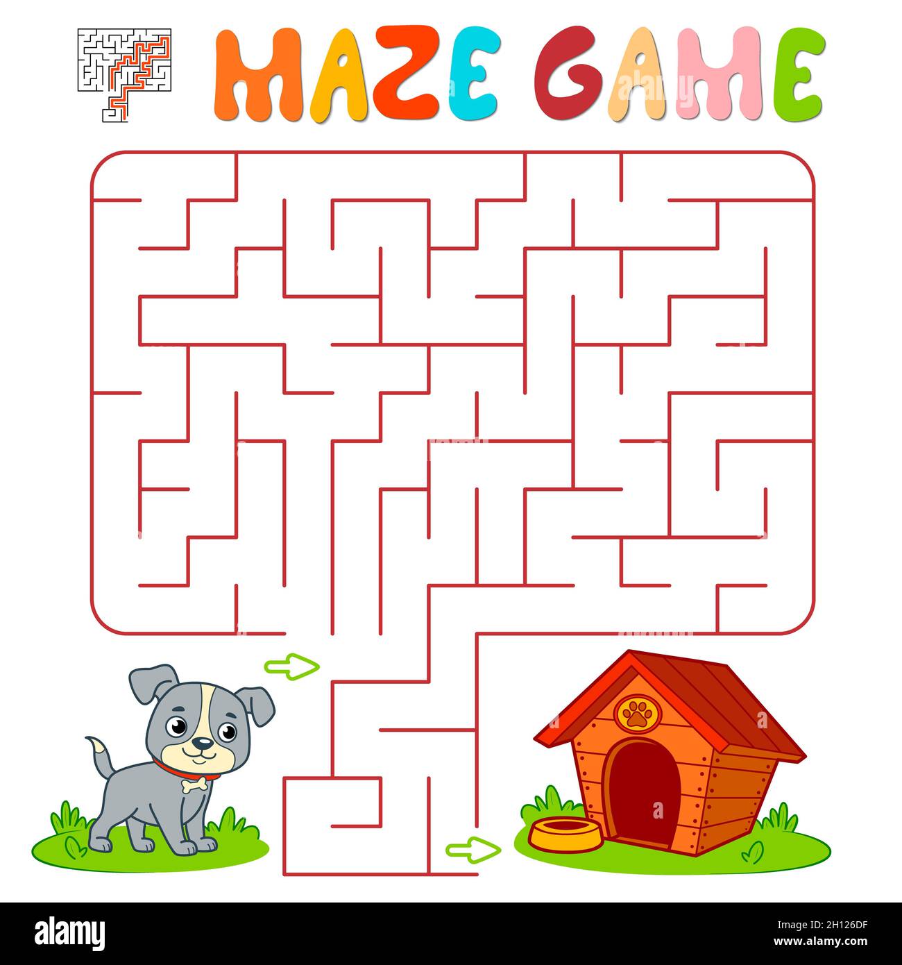 Maze puzzle game for children. Maze or labyrinth game with dog ...