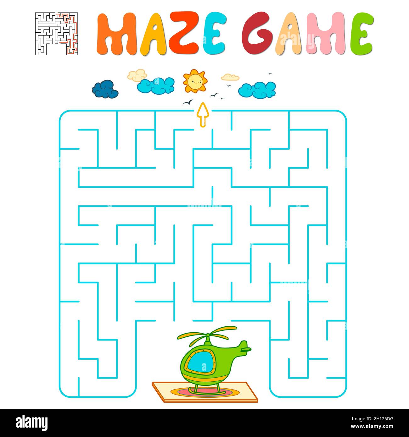 Maze puzzle game for children. Maze or labyrinth game with helicopter ...