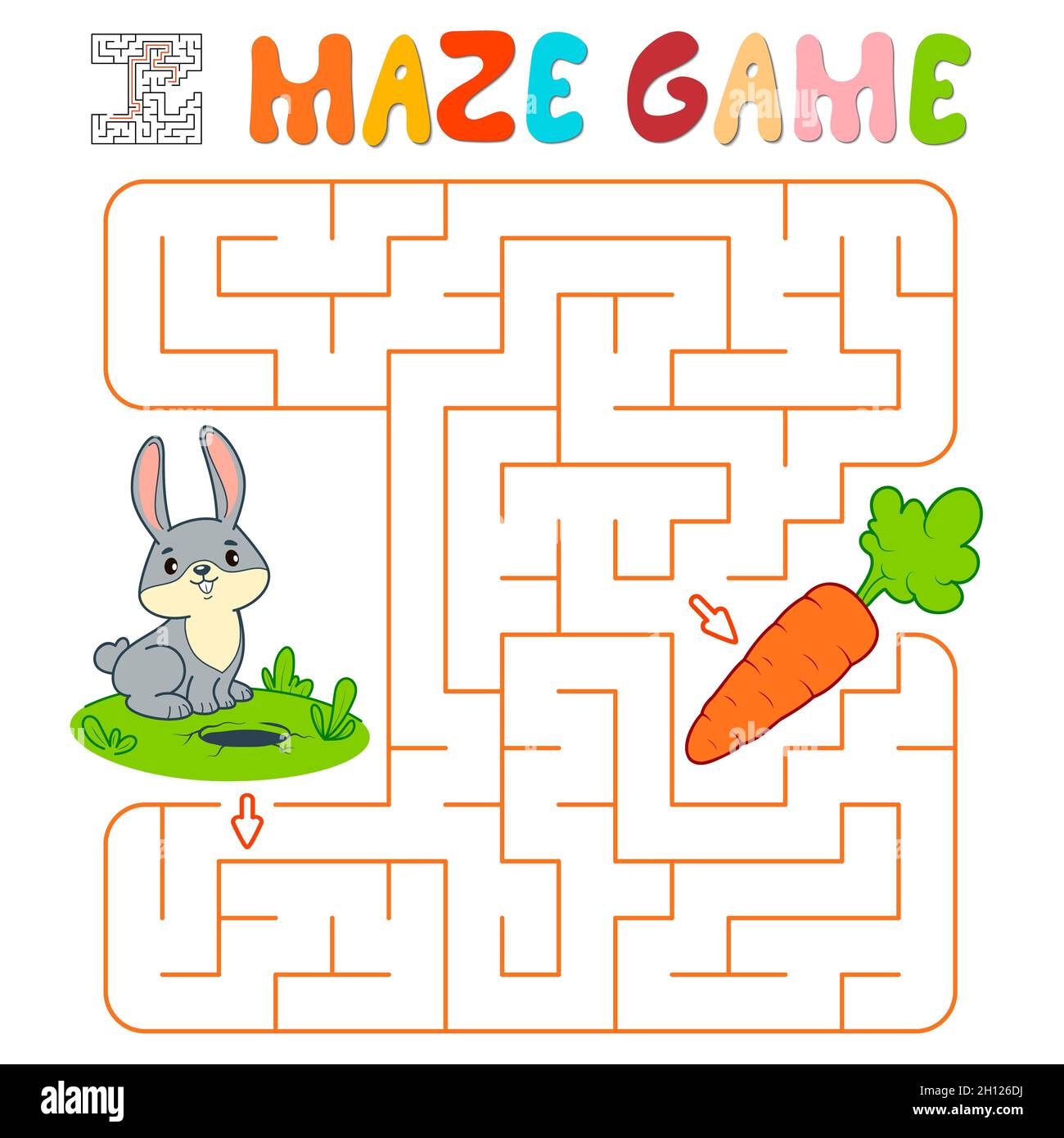 Maze puzzle game for children. Maze or labyrinth game with rabbit ...