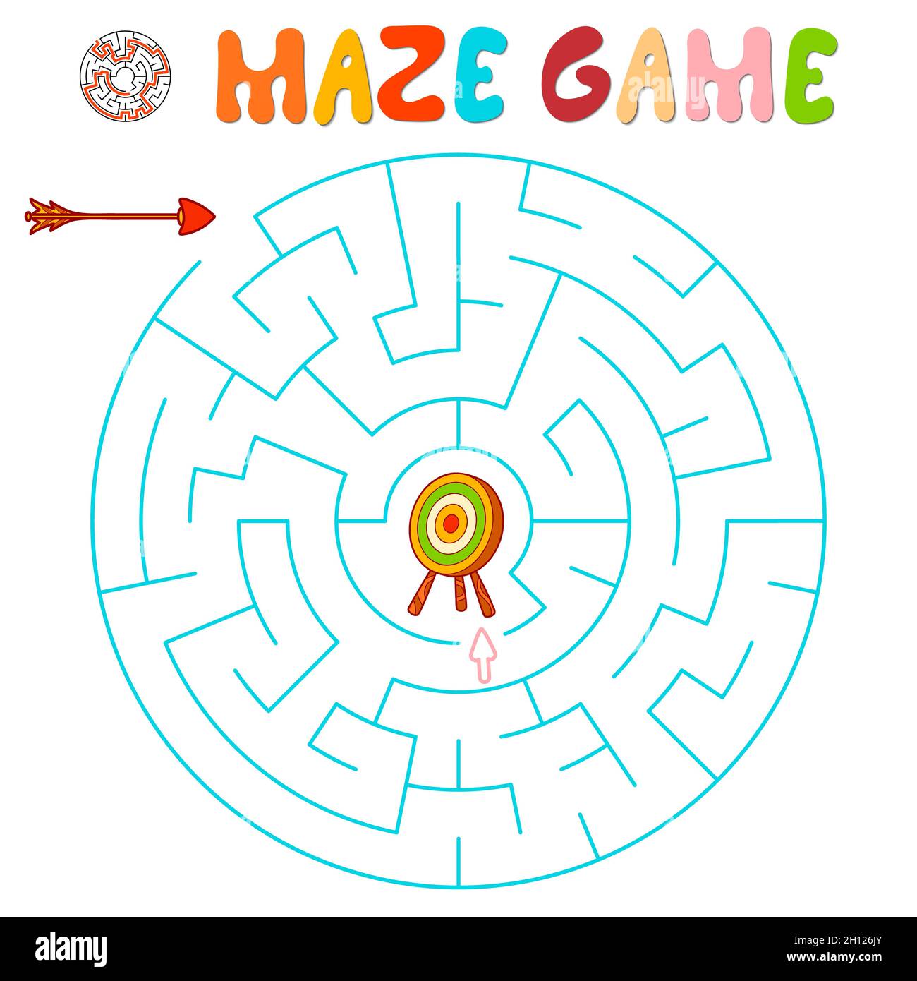 Maze puzzle game for children. Maze or labyrinth game with arrow and ...