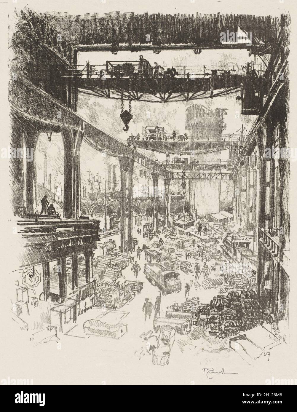 English War Work: The Great Tower, Pig Iron, 1916. Joseph Pennell ...