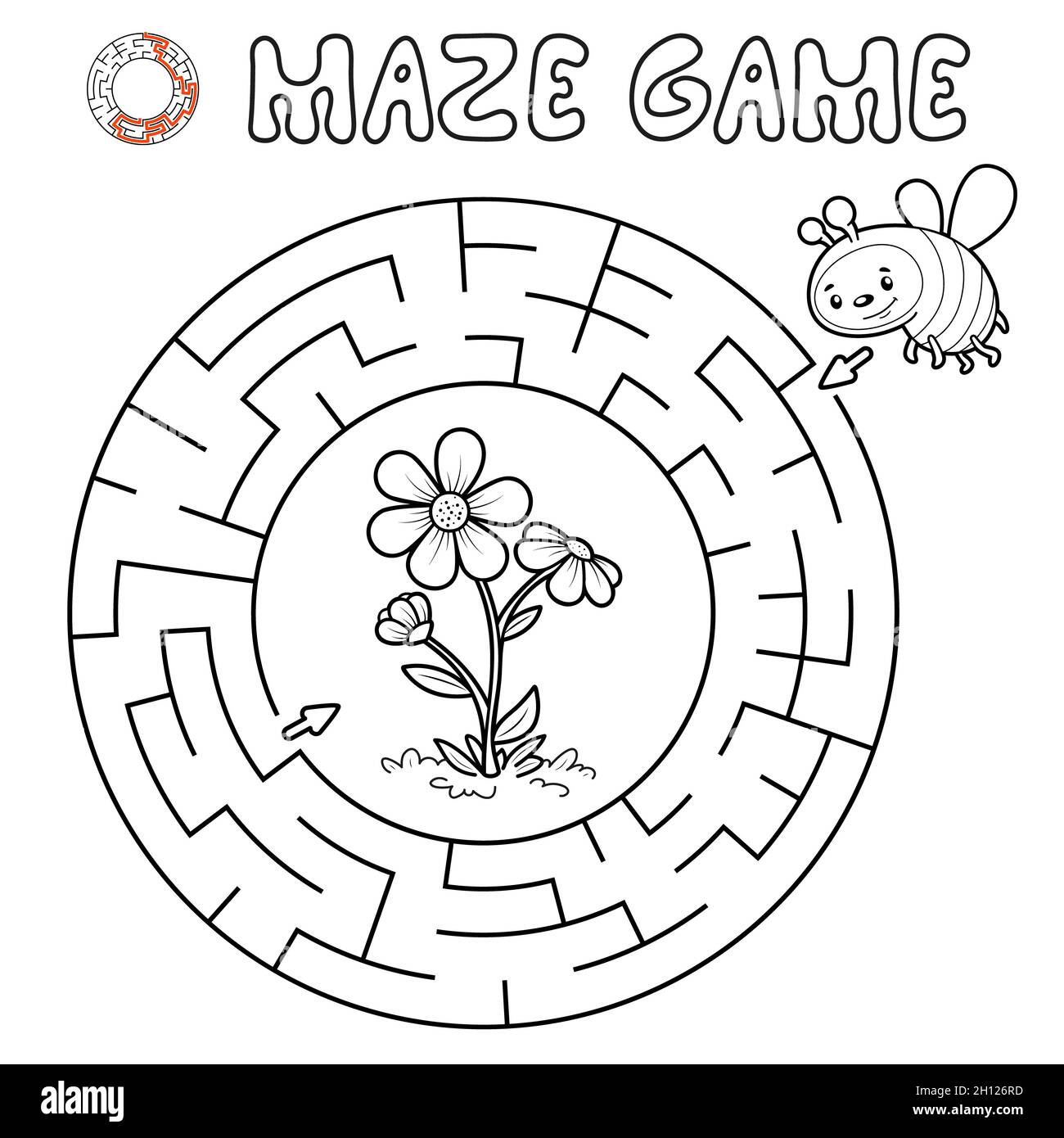 Maze puzzle game for children. Outline circle maze or labyrinth game ...