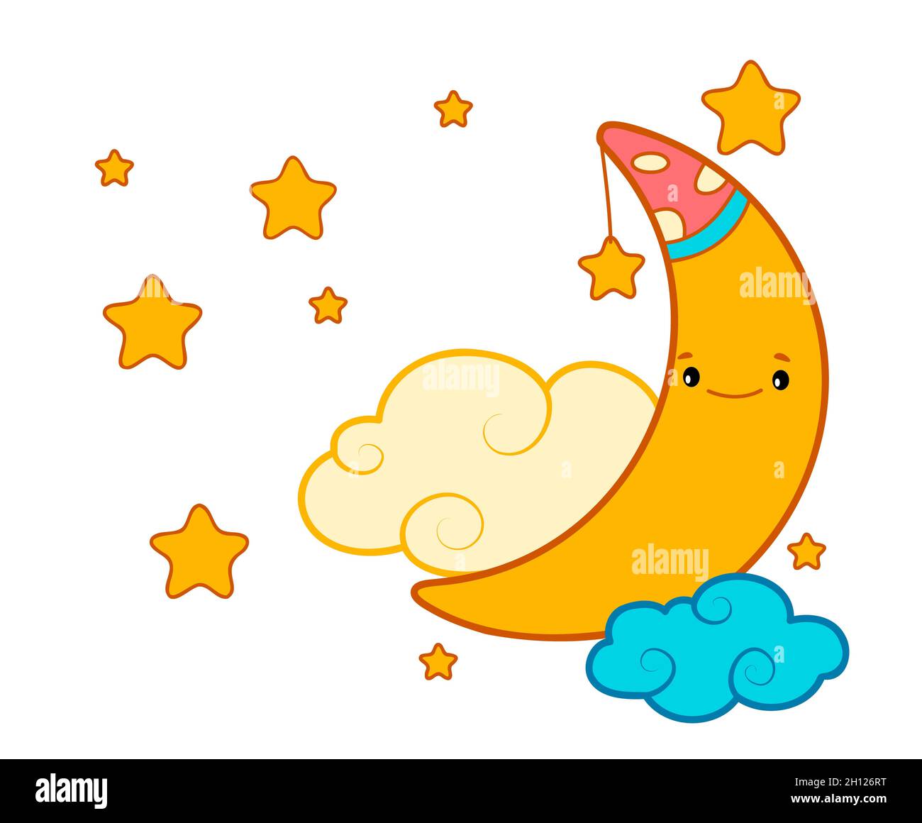 Cute moon cartoon. Moon clipart illustration Stock Photo - Alamy