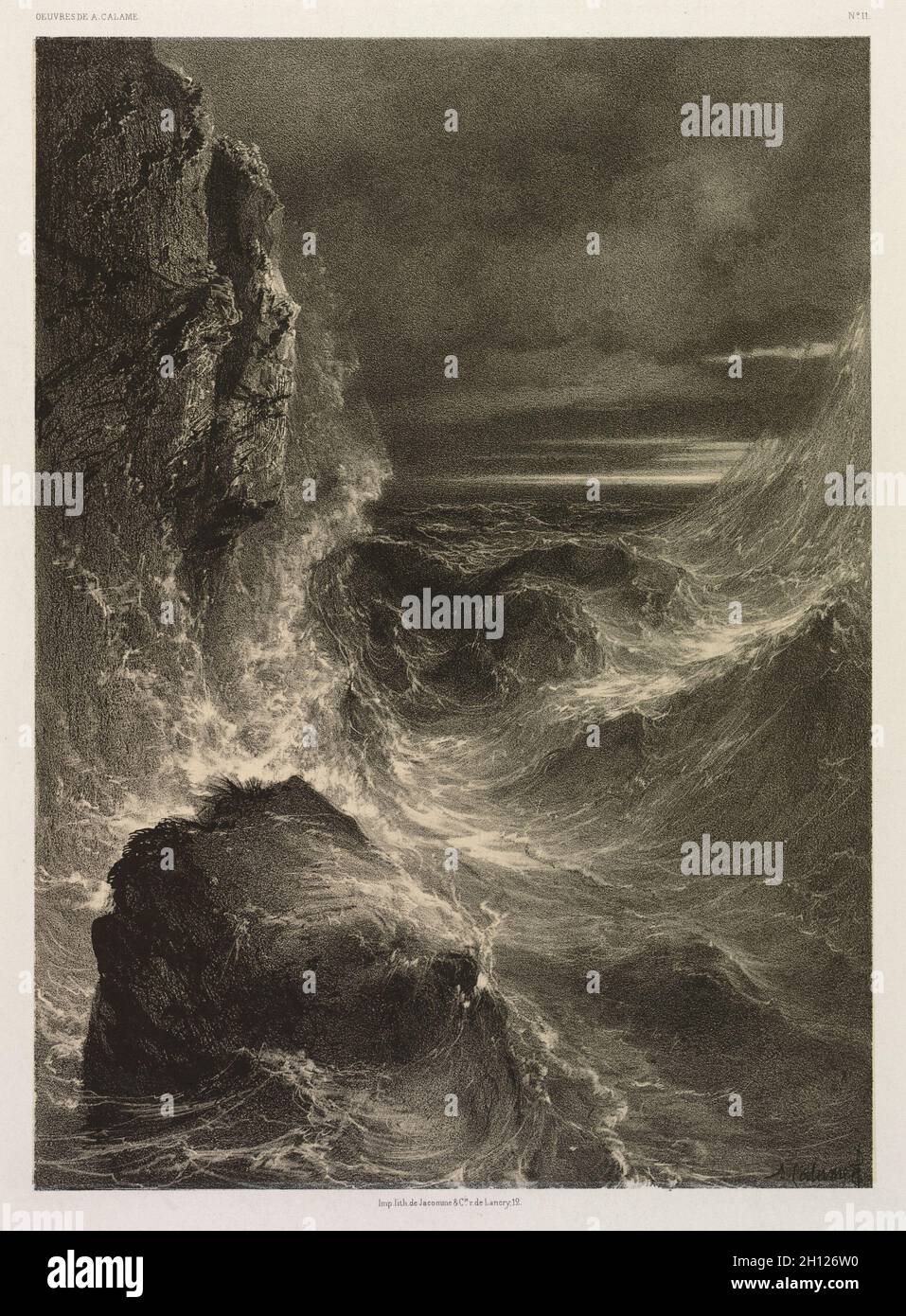 La Mer, 1851. Alexandre Calame (Swiss, 1810-1864). Lithograph Stock ...