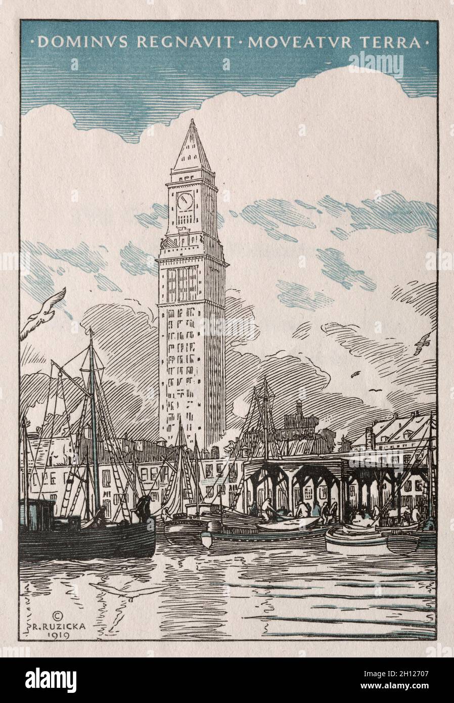 The Custom House Tower from the Waterside, 1919. Rudolph Ruzicka ...
