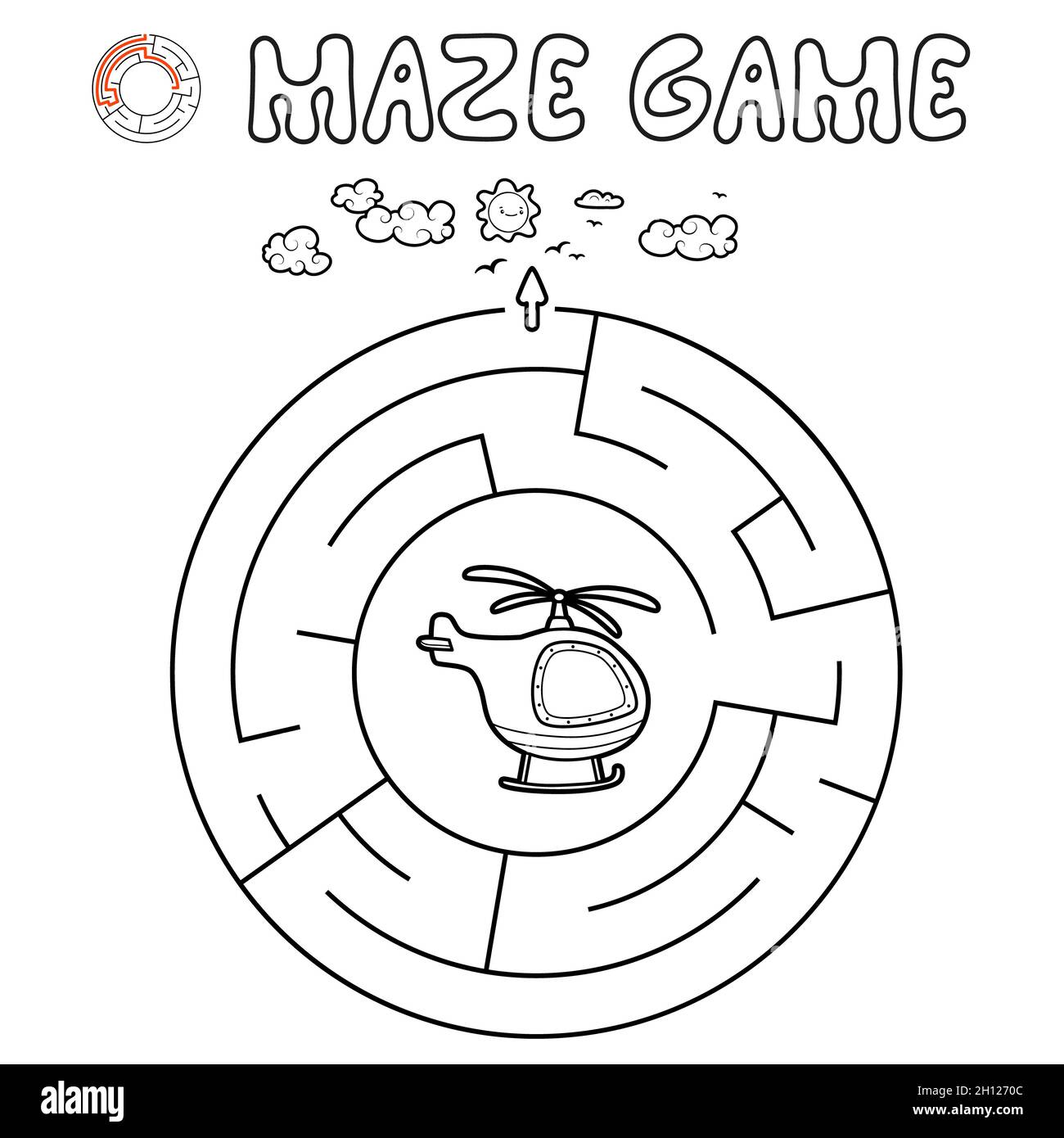 Maze puzzle game for children. Outline circle maze or labyrinth game ...