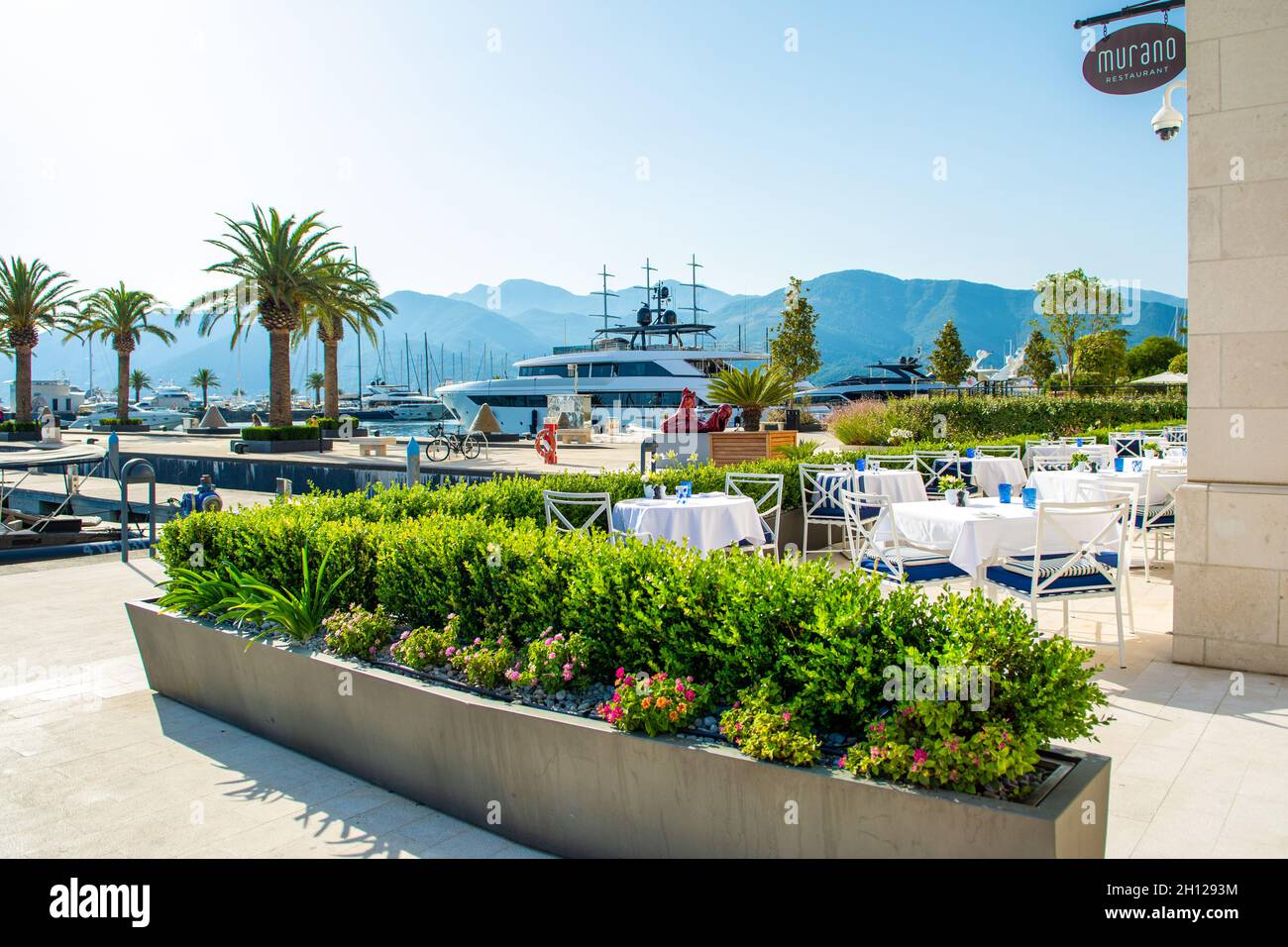 Tivat, Montenegro - June 28, 2021: Sunset view of the yacht marina in ...