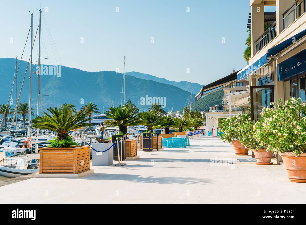 Tivat, Montenegro - June 28, 2021: Sunset view of the yacht marina in ...