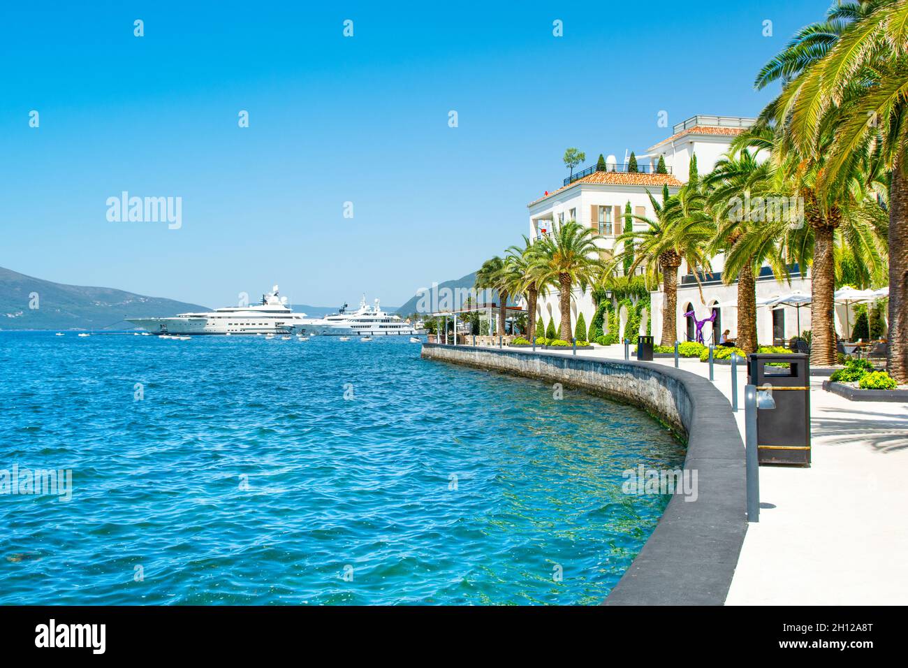 Tivat, Montenegro - July 16, 2021: Picturesque waterfront in Tivat on ...