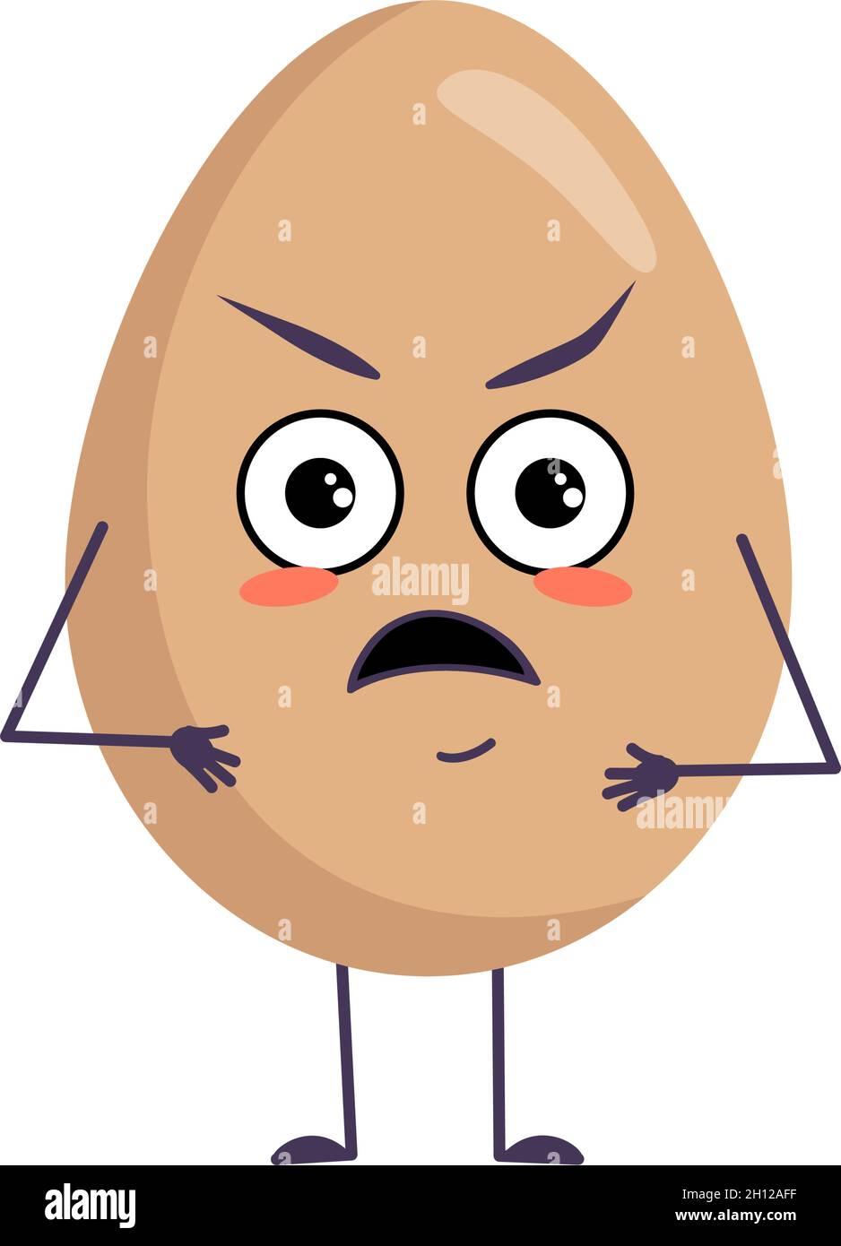 Cute egg characters with angry emotions, face, arms and legs. Happy ...