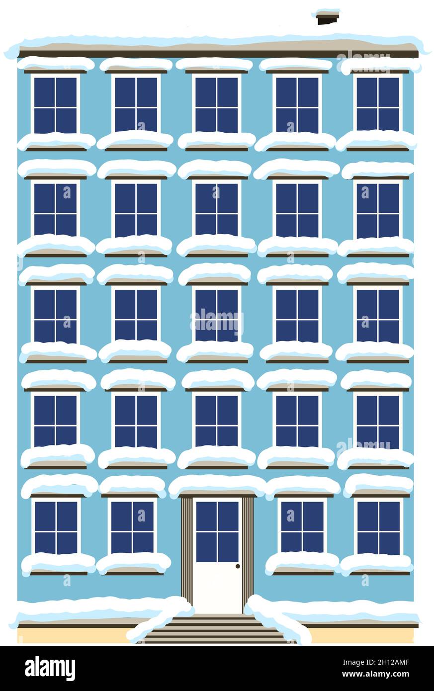 building covered with snow. Christmas snowfall in the city. clip art ...