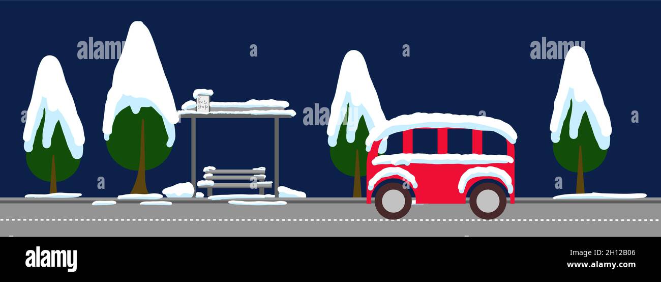 Vintage winter bus Stock Vector Images - Alamy
