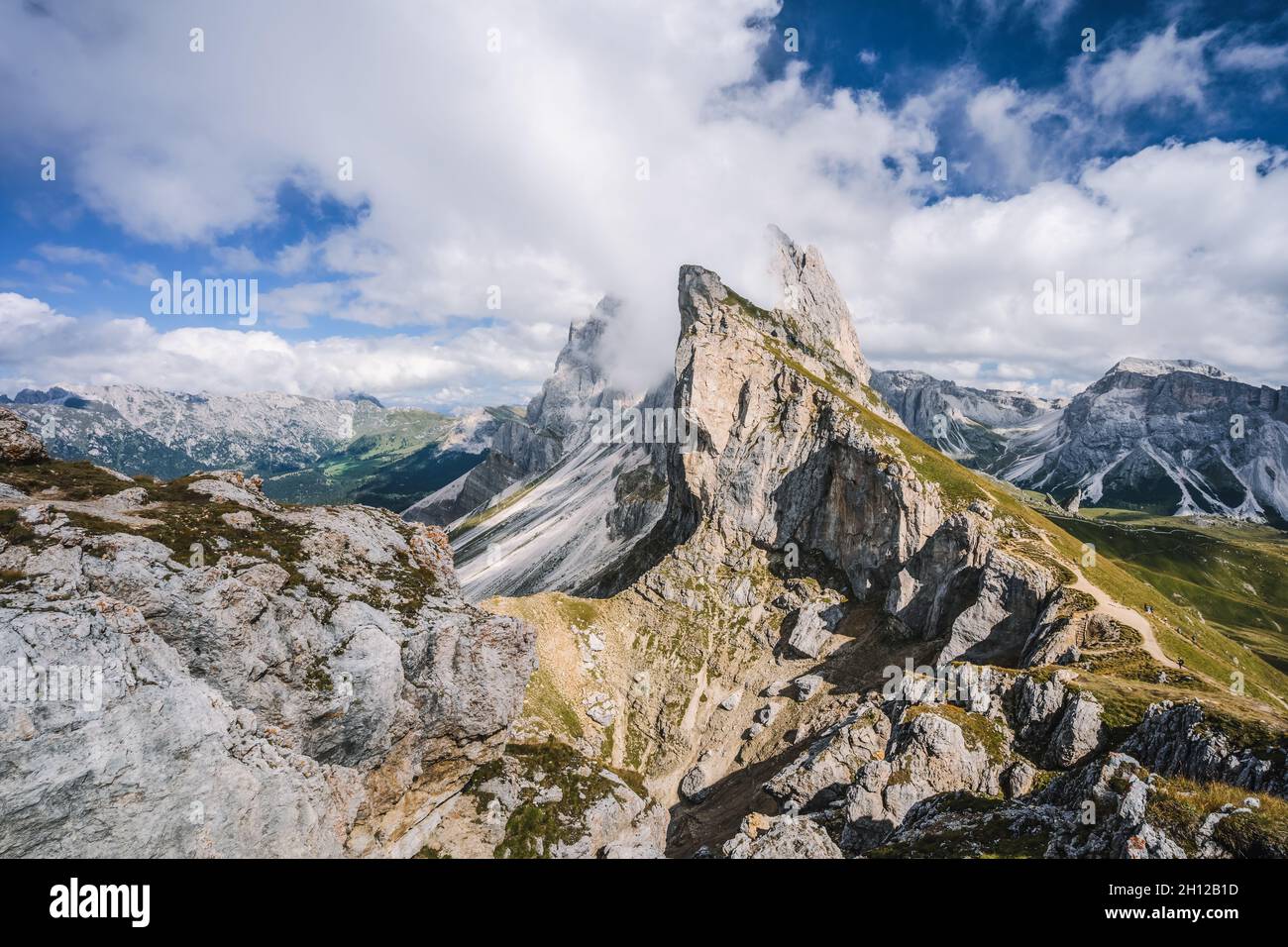 Beautiful landscape of Seceda peak in Dolomites Alps, Odle mountain ...