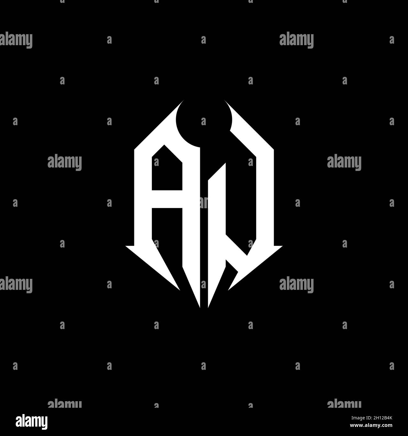 AU Monogram logo letter with metal shape style design template on black ...