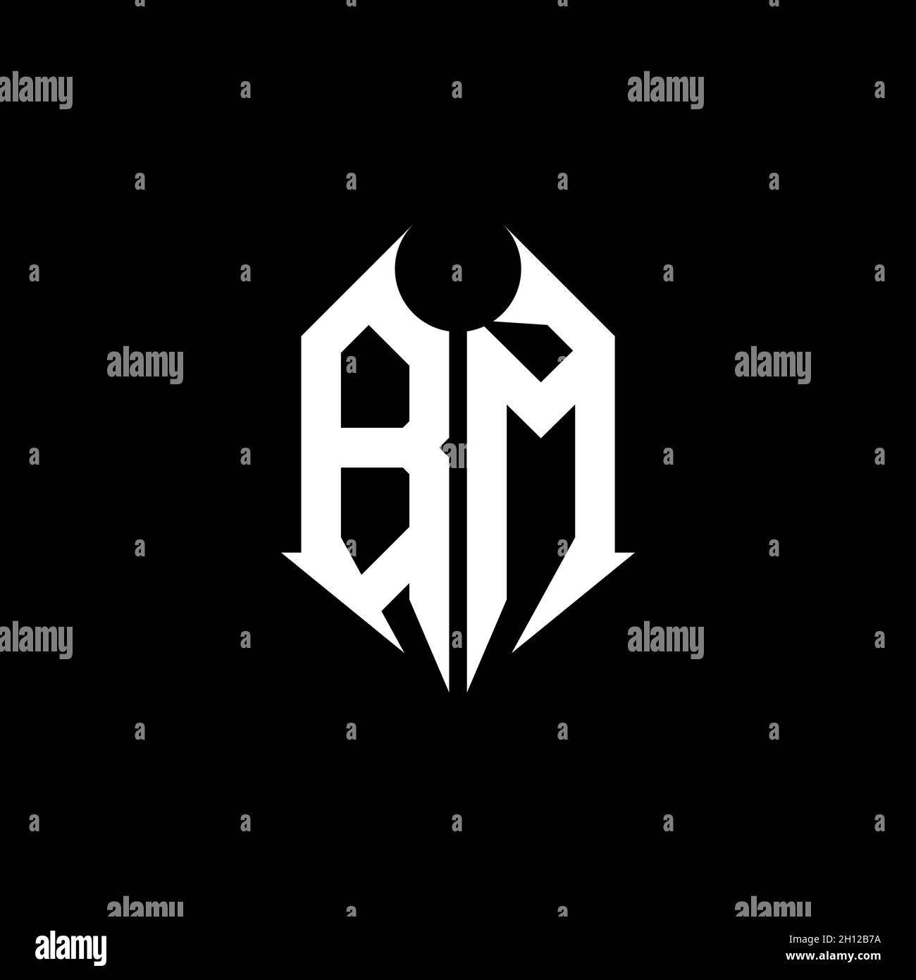 BM Monogram logo letter with metal shape style design template on black ...
