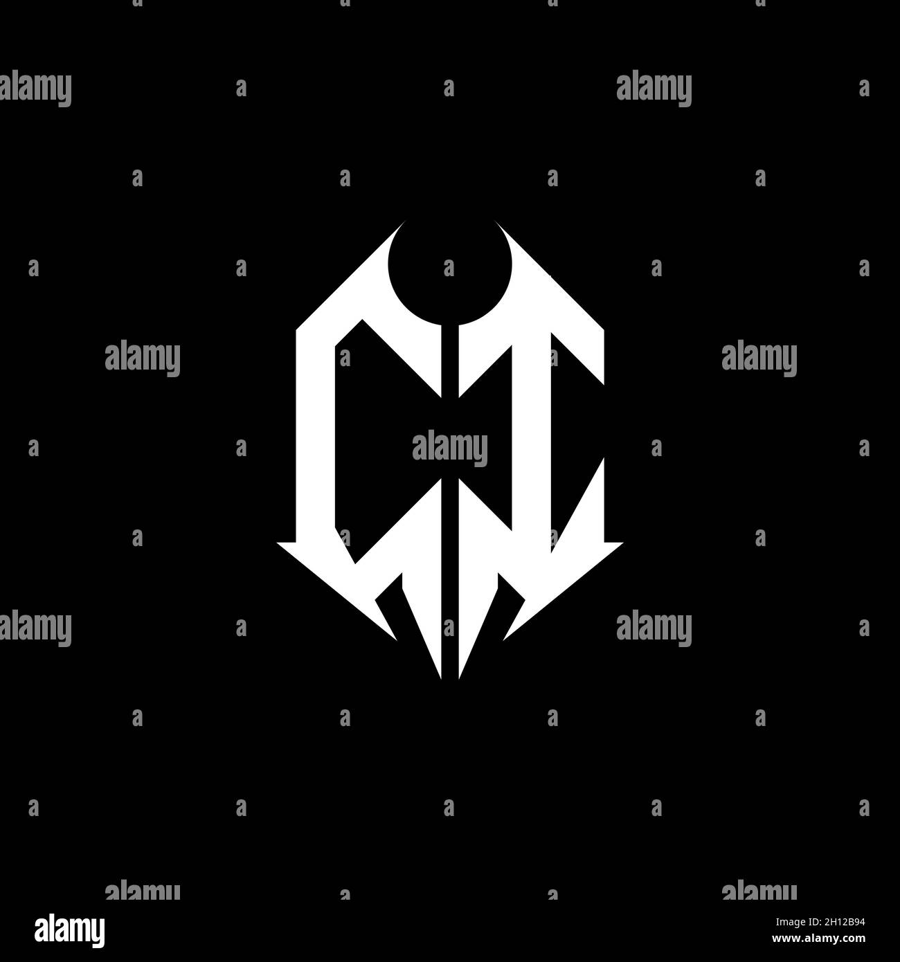 CI Monogram logo letter with metal shape style design template on black ...