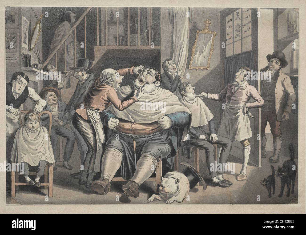 A Barber's Shop. After Thomas Rowlandson (British, 1756-1827). Etching ...