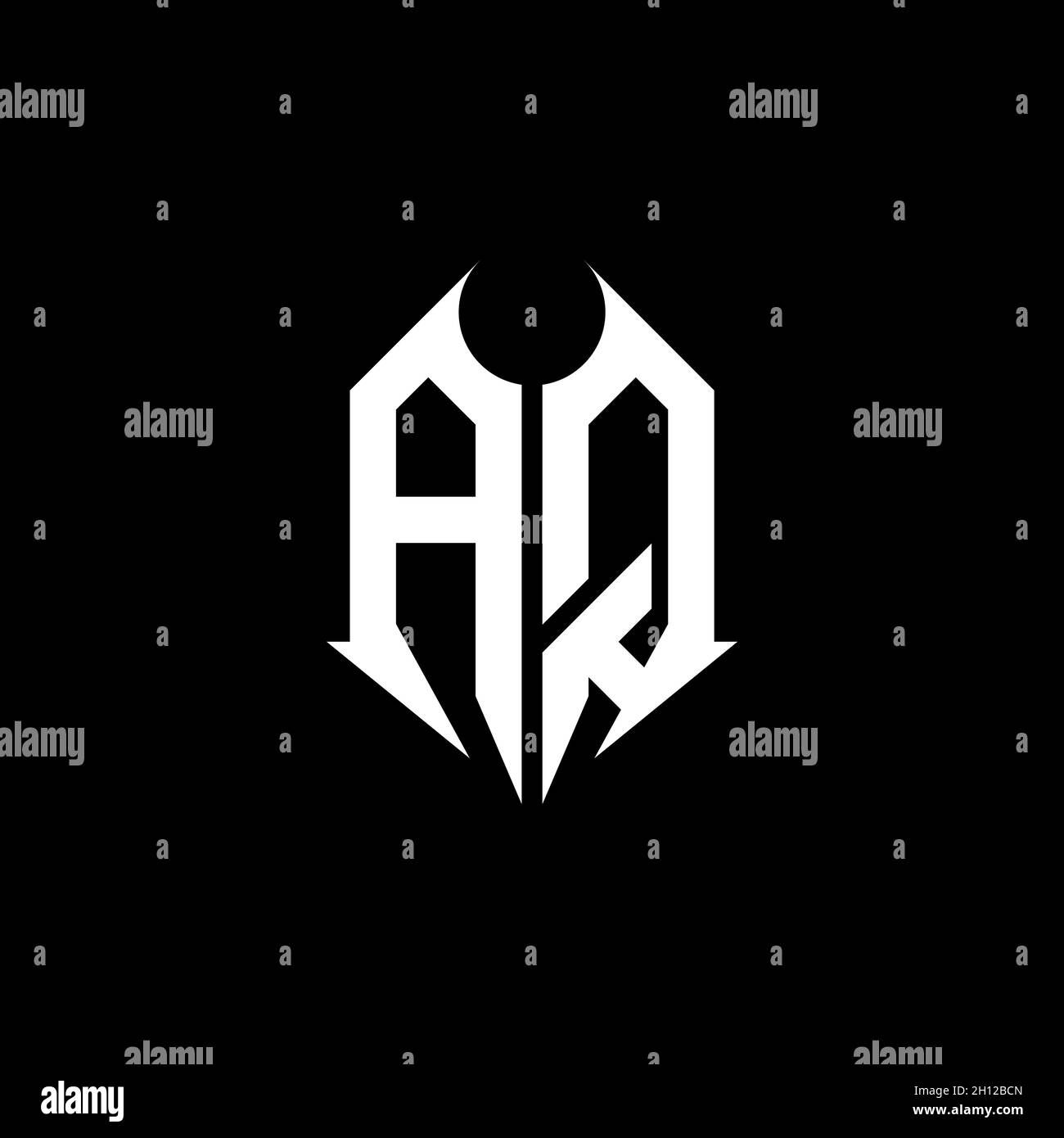 AQ Monogram logo letter with metal shape style design template on black ...