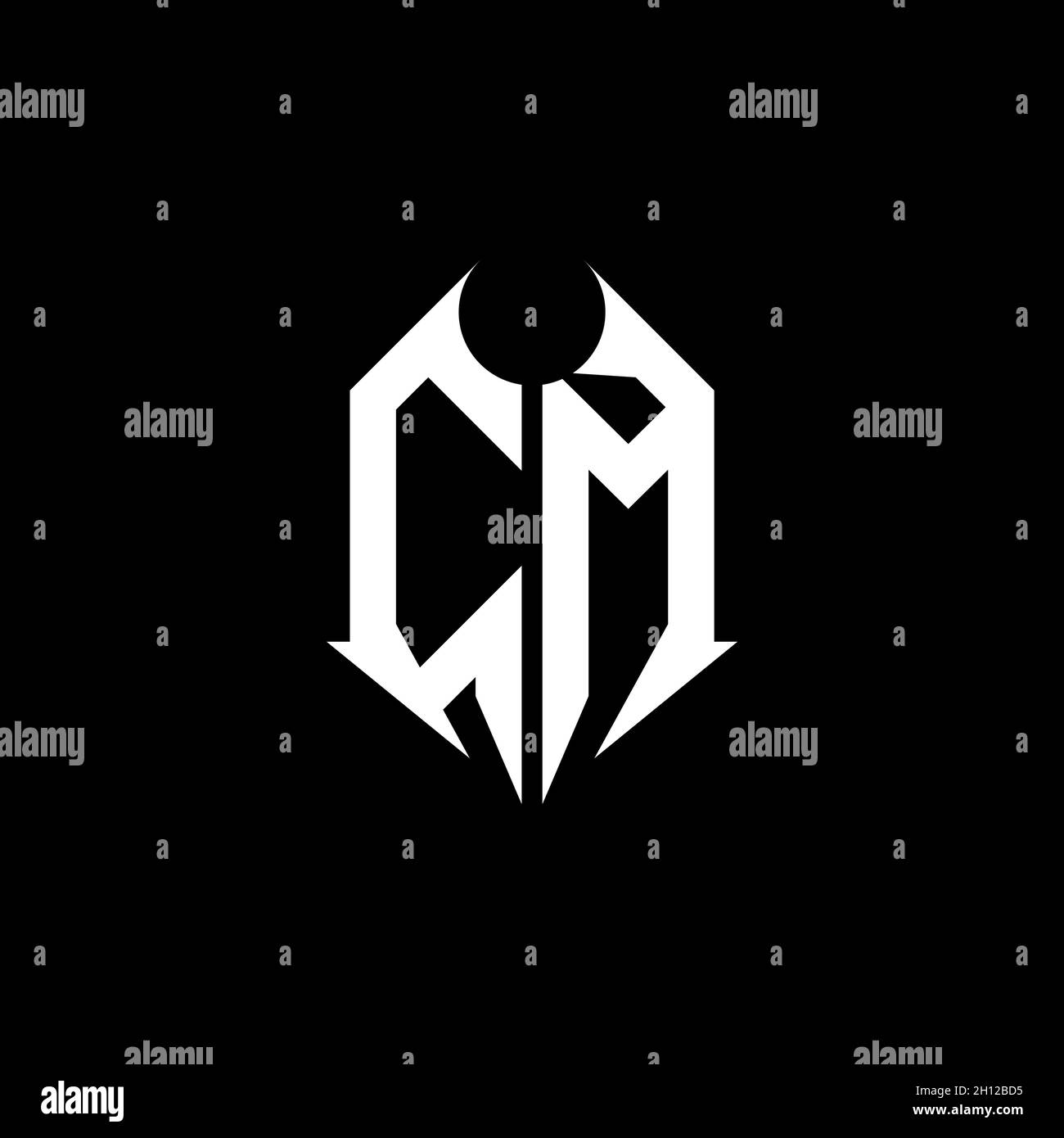 CM Monogram logo letter with metal shape style design template on black ...