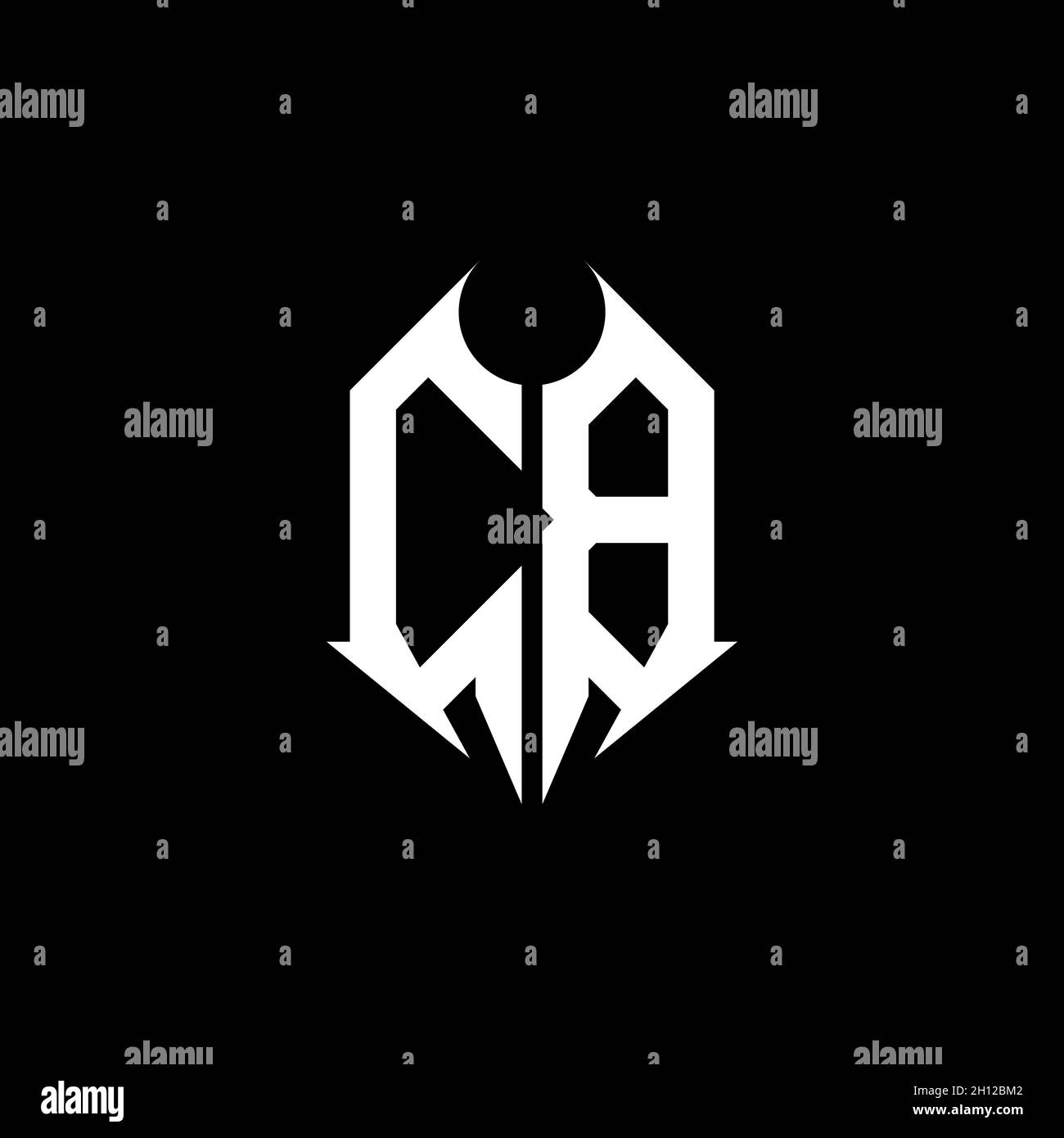 CB Monogram logo letter with metal shape style design template on black ...