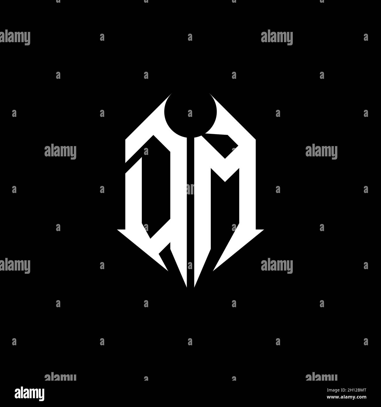 DM Monogram logo letter with metal shape style design template on black ...