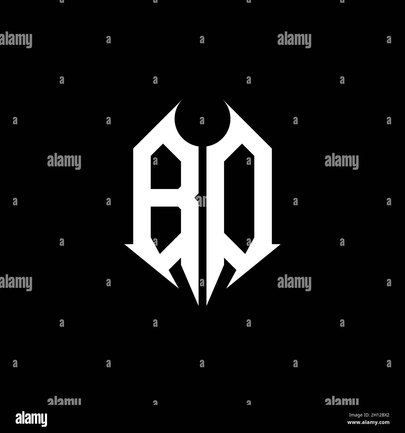 BO Monogram logo letter with metal shape style design template on black ...