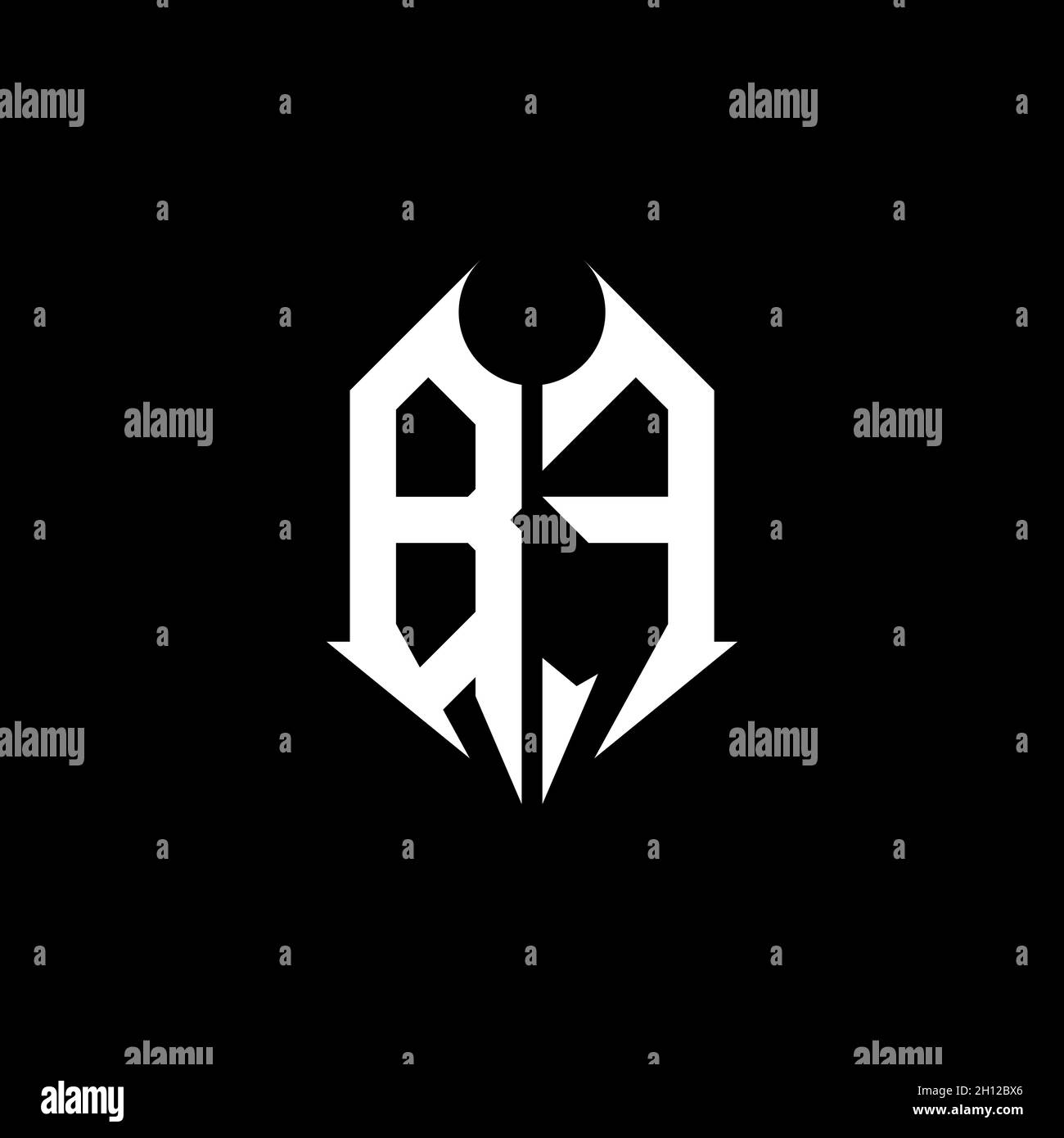 BF Monogram logo letter with metal shape style design template on black ...