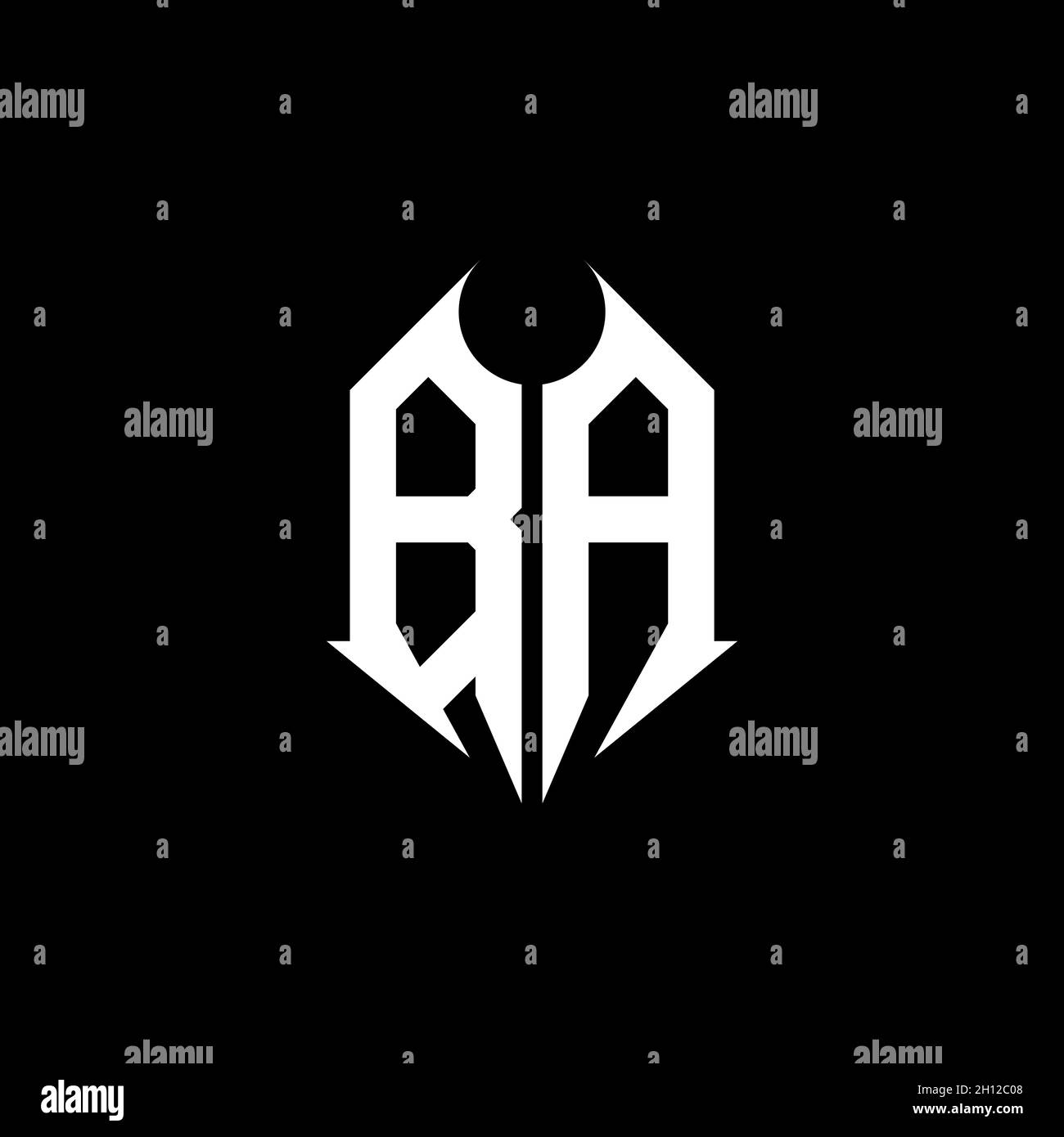 BA Monogram logo letter with metal shape style design template on black ...