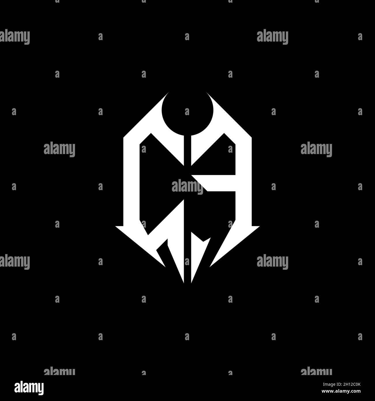 CF Monogram logo letter with metal shape style design template on black ...