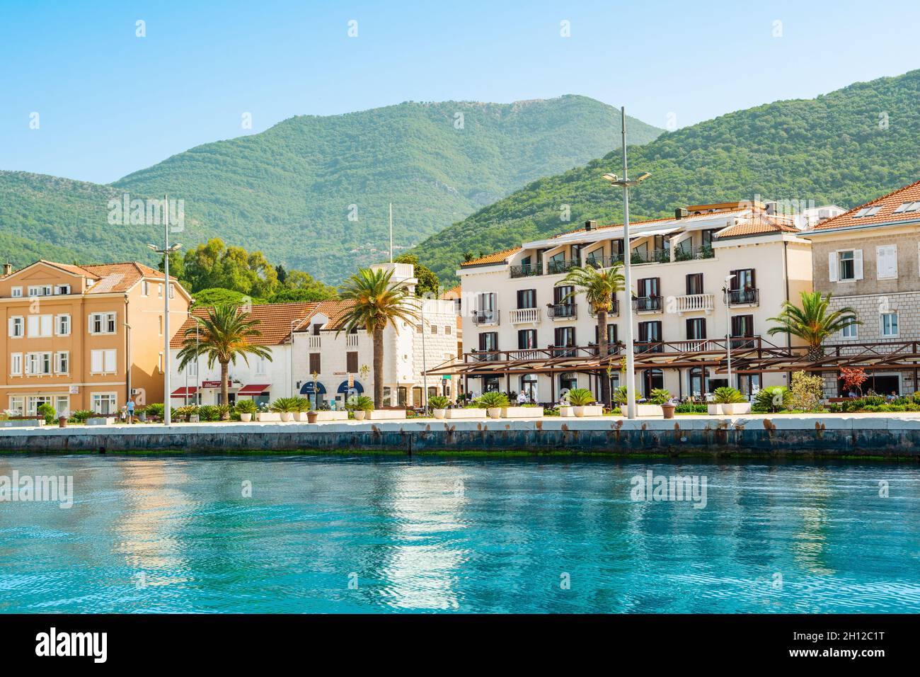 Tivat, Montenegro - July 16, 2021: Picturesque waterfront in Tivat on ...