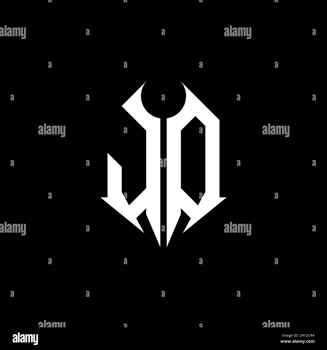 JO Monogram logo letter with metal shape style design template on black ...