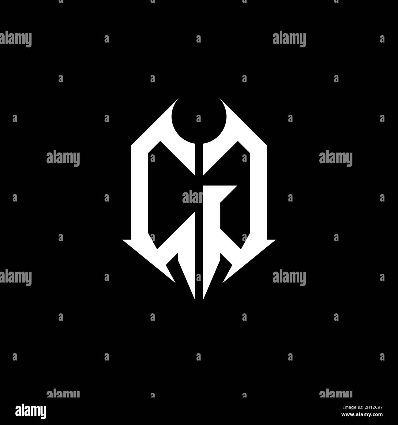 CG Monogram logo letter with metal shape style design template on black ...