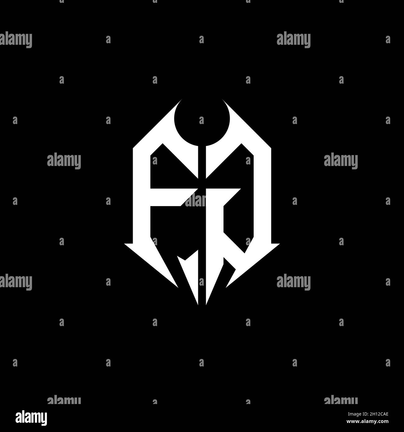 FG Monogram logo letter with metal shape style design template on black ...