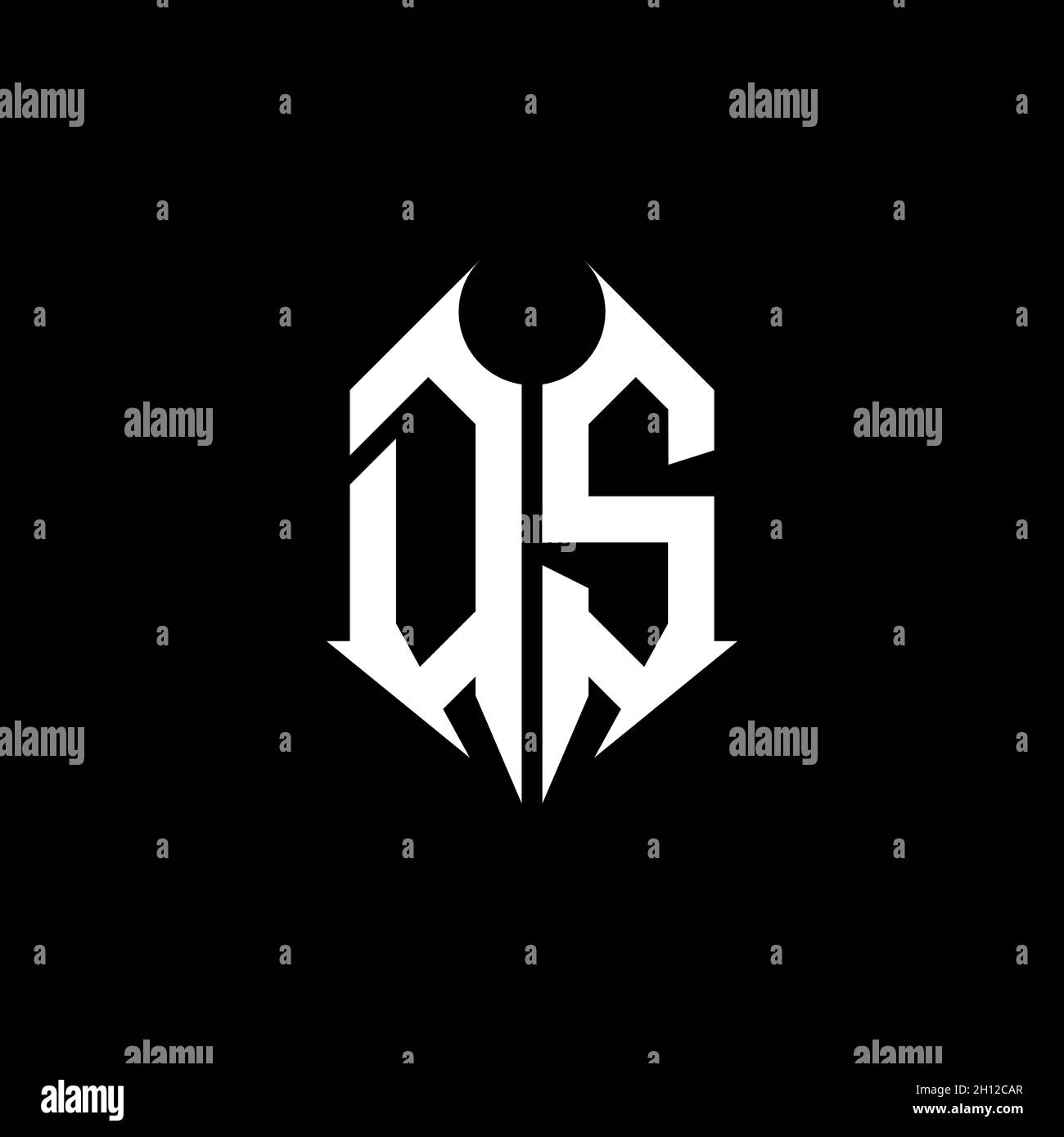 DS Monogram logo letter with metal shape style design template on black ...