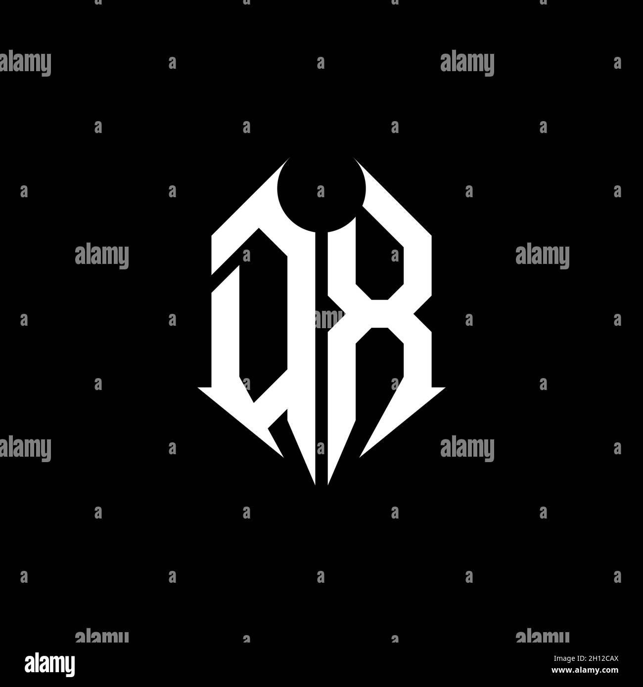 DX Monogram logo letter with metal shape style design template on black ...