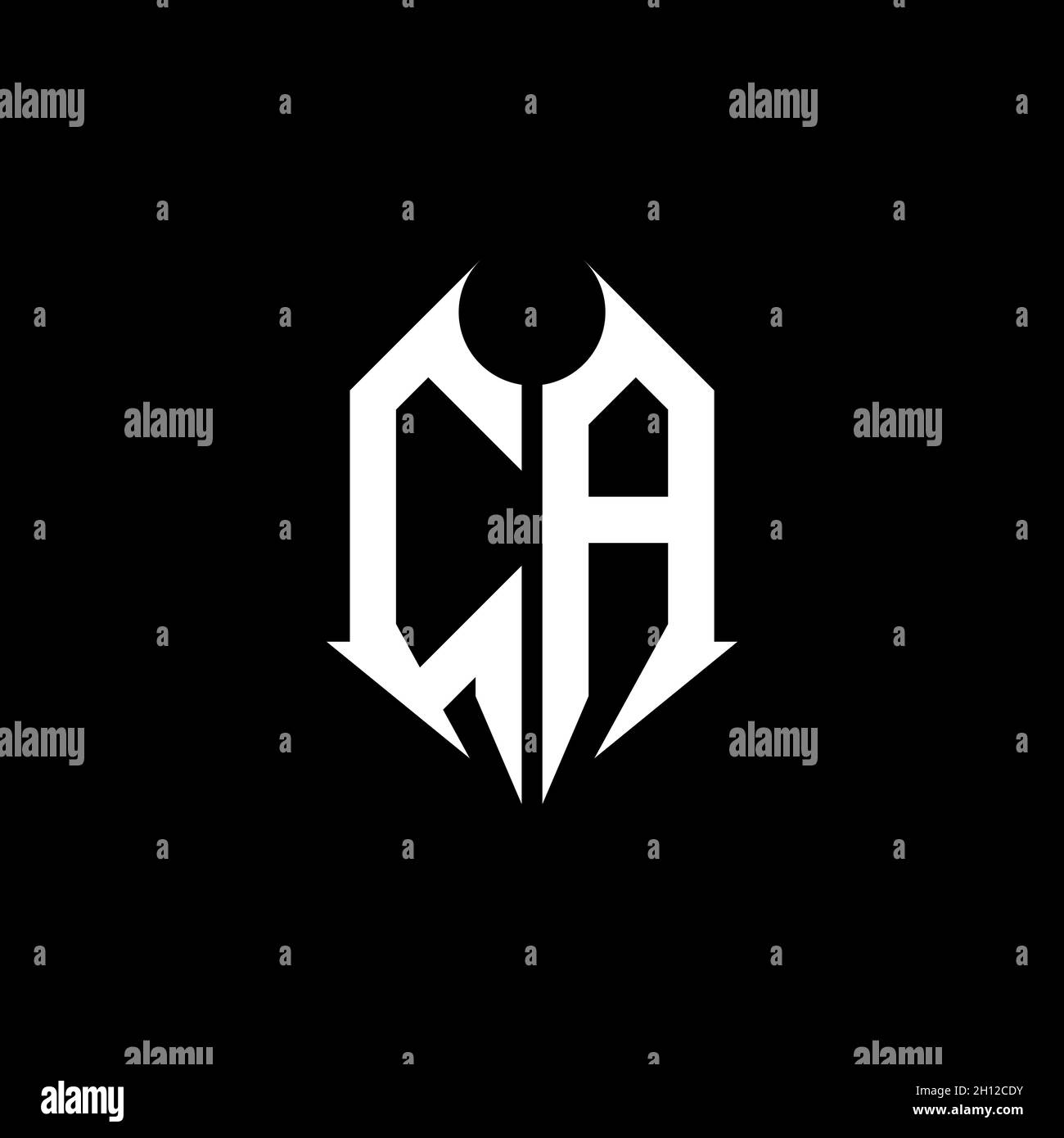 CA Monogram logo letter with metal shape style design template on black ...