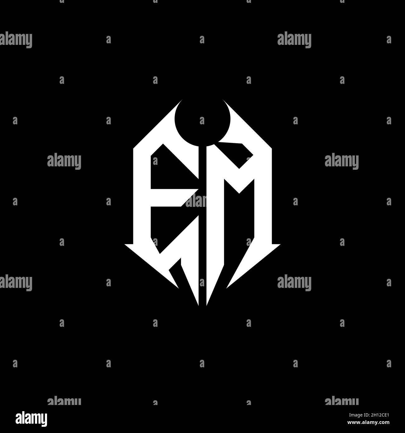EM Monogram logo letter with metal shape style design template on black ...
