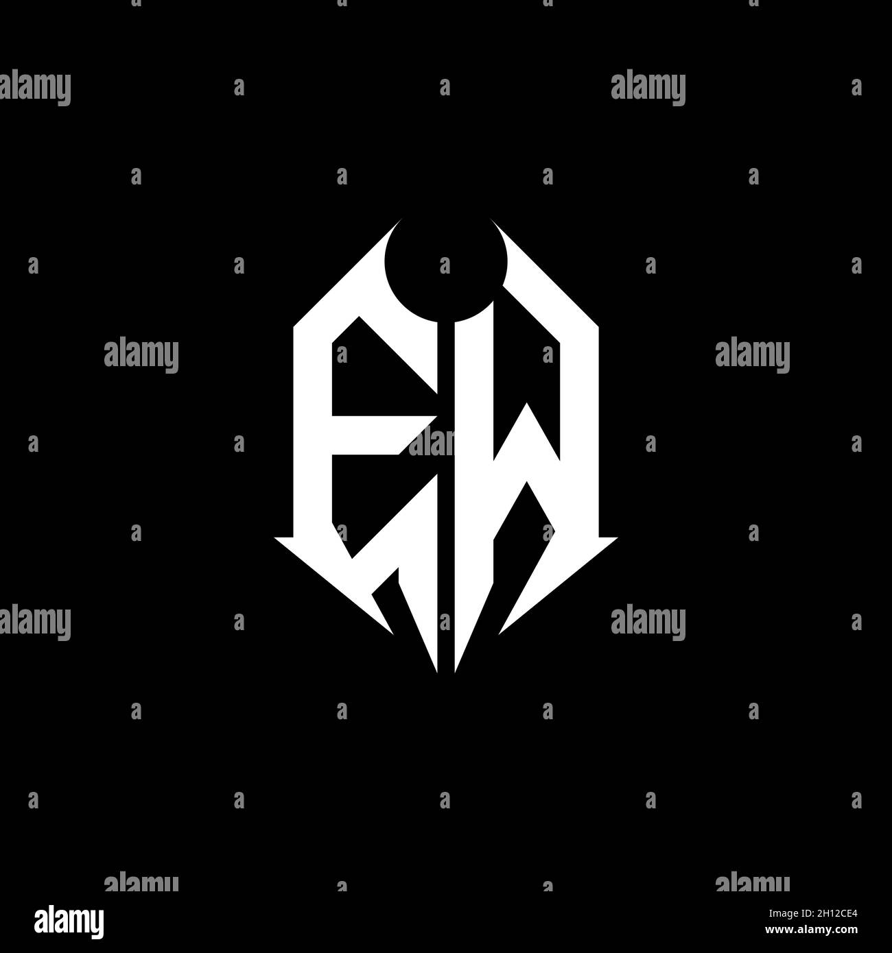 EW Monogram logo letter with metal shape style design template on black ...
