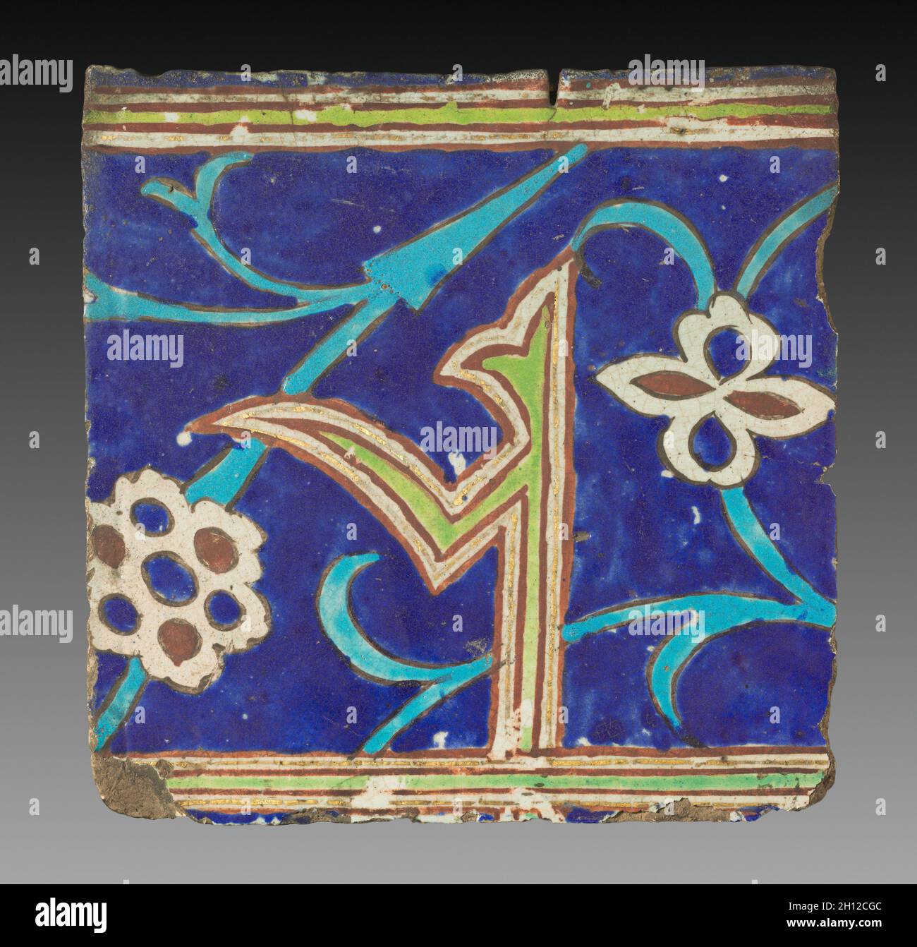 Wall Tile, 1600s. Iran, Safavid period (1501-1722). Faience, cuerda ...