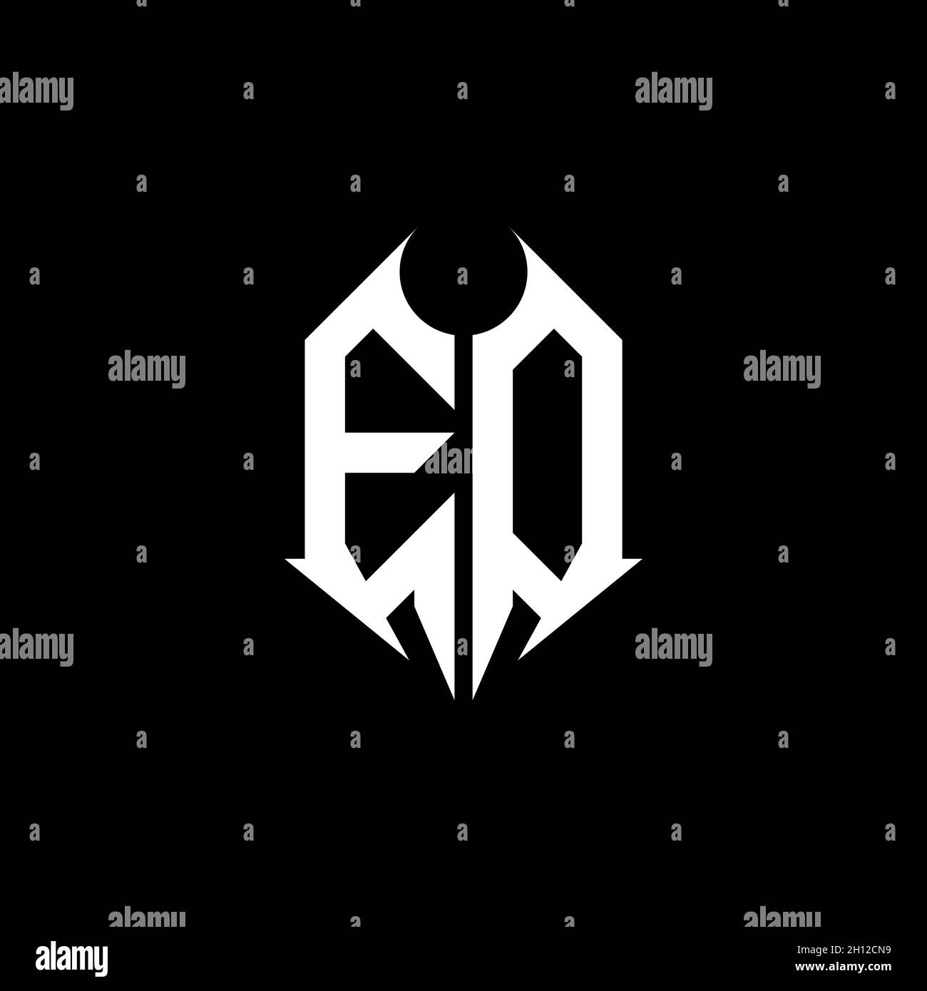 EO Monogram logo letter with metal shape style design template on black ...