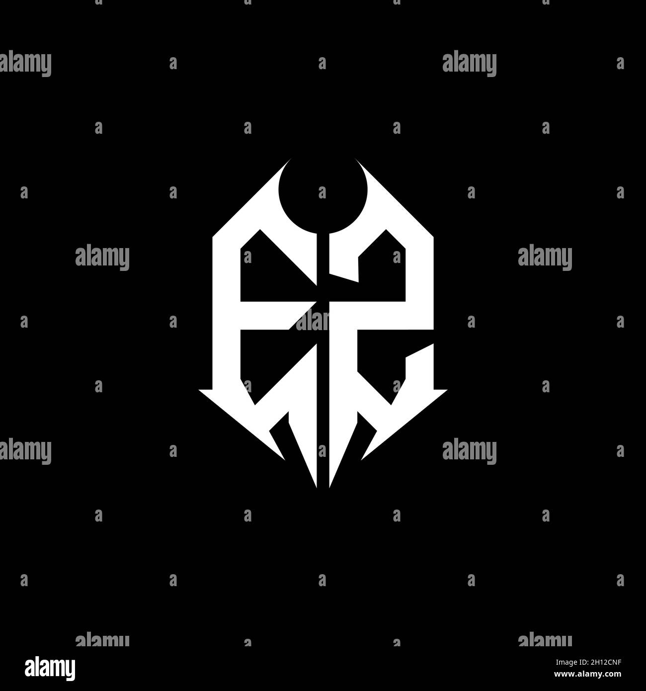 EZ Monogram logo letter with metal shape style design template on black ...