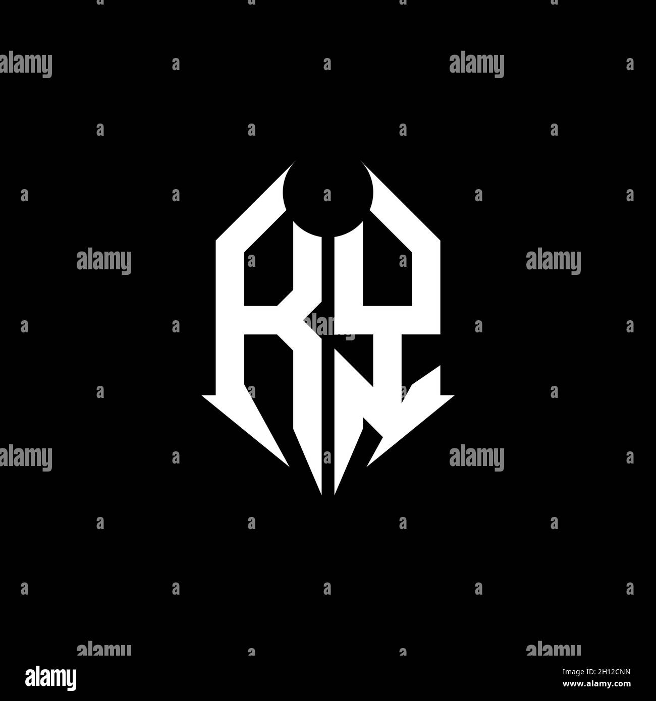 KY Monogram logo letter with metal shape style design template on black ...