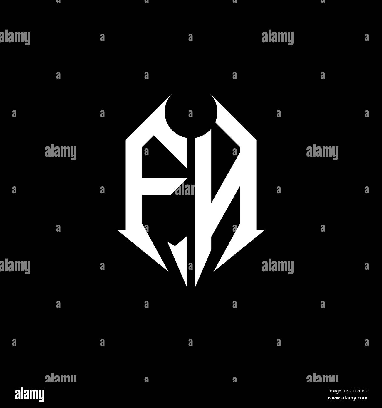 FN Monogram logo letter with metal shape style design template on black ...