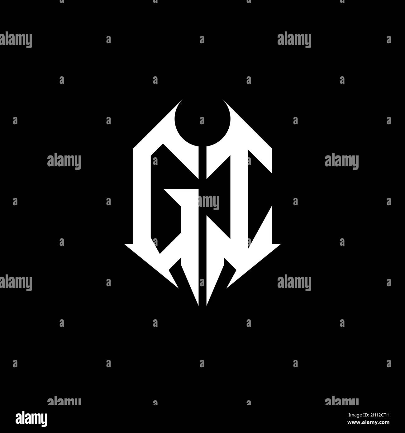 GI Monogram logo letter with metal shape style design template on black ...