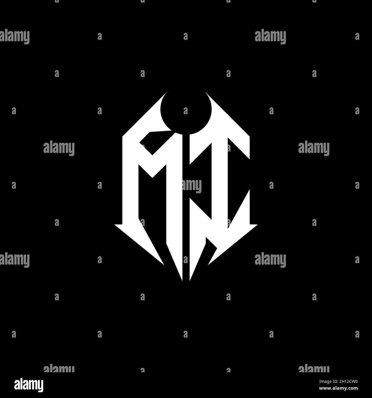 MI Monogram logo letter with metal shape style design template on black ...
