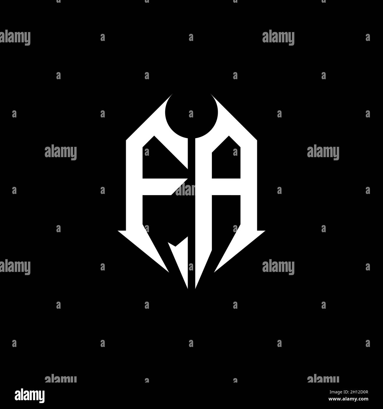 FA Monogram logo letter with metal shape style design template on black ...