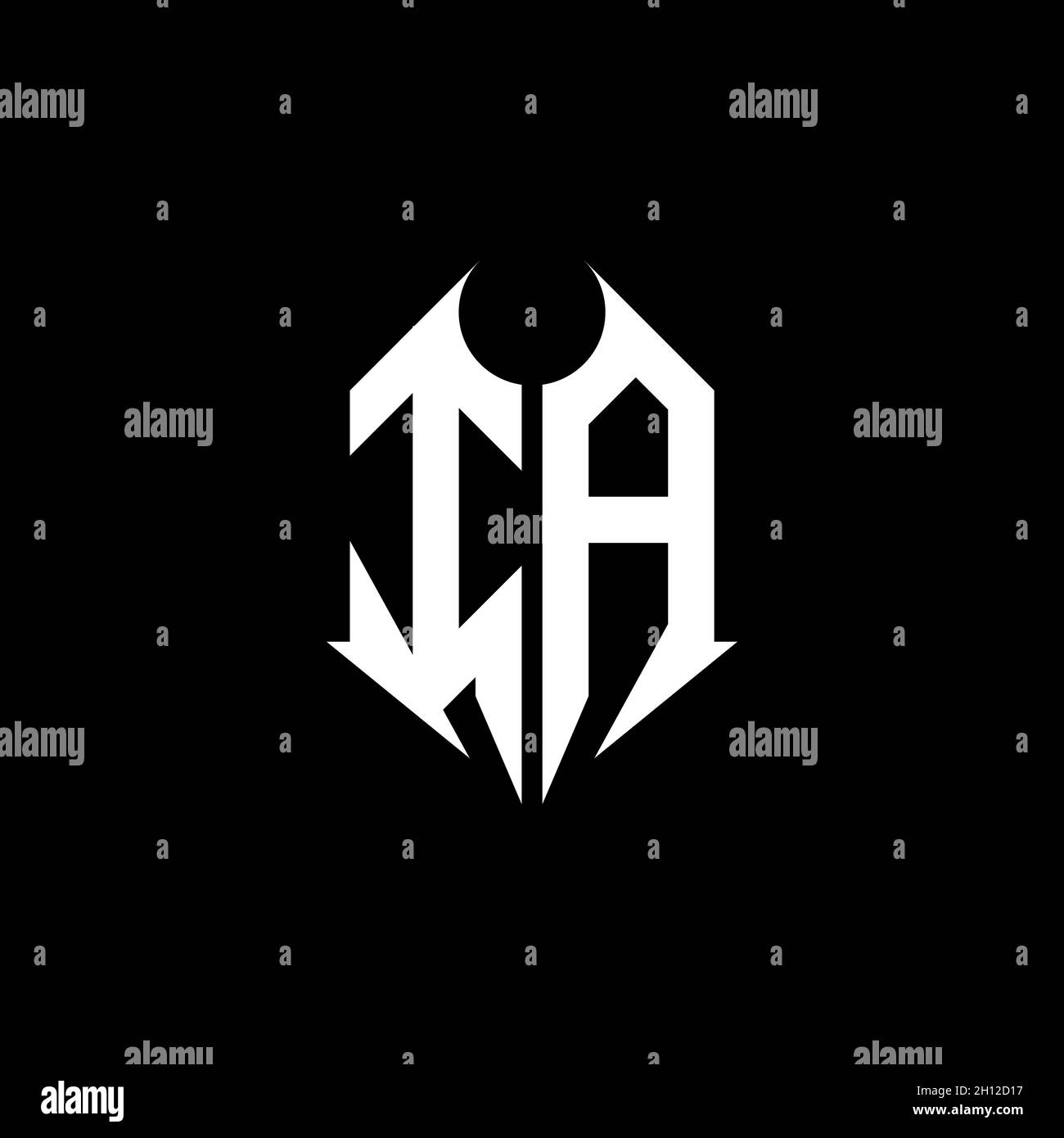 IA Monogram logo letter with metal shape style design template on black ...