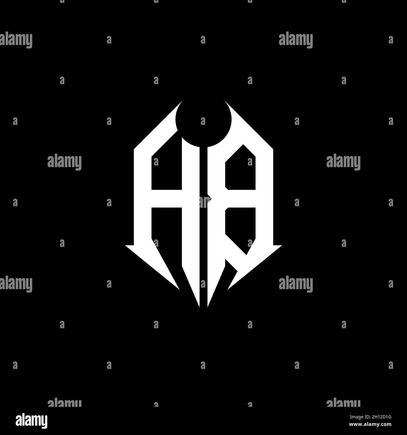 HB Monogram logo letter with metal shape style design template on black ...