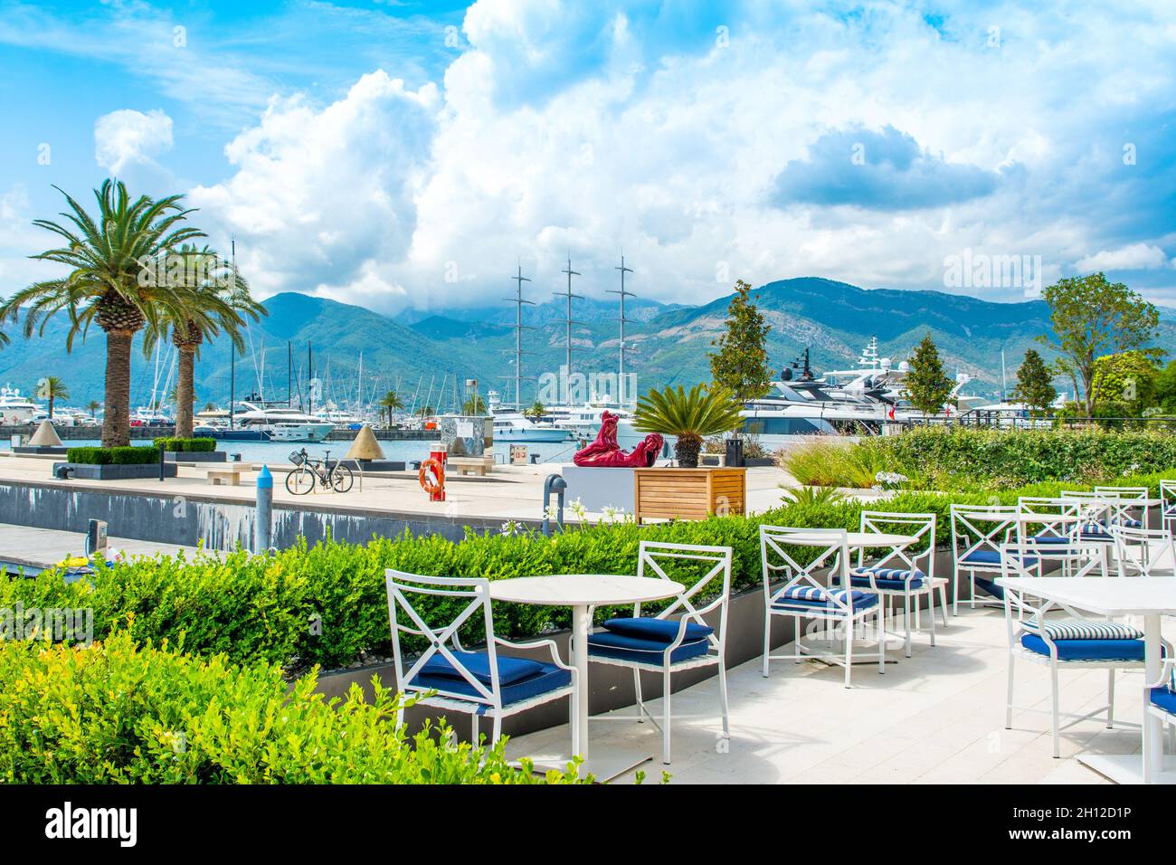 Tivat, Montenegro - June 28, 2021: Sunset view of the yacht marina in ...